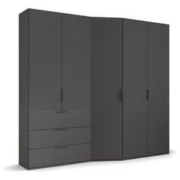 Drehtürenschrank Rauch "Wave" Schränke Gr. B/H/T: 247cm x 222cm x 60cm, 3 Schubkästen links, 5 St., grau (graphit) in 2 unterschiedlichen Tiefen, mit Soft-Close Funktion