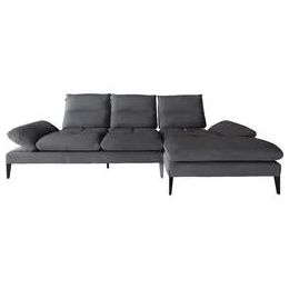 Ecksofa NICOLETTI HOME "Monnalisa" Sofas Gr. B/H/T: 287cm x 97cm x 167cm, Microfaser, Recamiere rechts, blau (antracite) Breite 287 cm, mit Sitztiefeverstellung und verstellbarer Armlehne