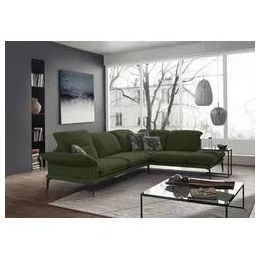 Ecksofa W.Schillig "sherry, Designsofa mit tollem Sitzkomfort, elegant und zeitlos, L-Form", grün (moos grün v39), B:302cm H:81cm T:230cm, Longlife Xtra-Leder Z69: Das feinnarbige, gedeckte Softleder Z69 besticht durch seine außergewöhnliche Weichheit im trendigen u00bbVintage-Looku00ab, Hautstärke 0, 9 - 1, 1 mm, Schlingenpolgewebe W82 (74% Polyacryl, 26% Polyester), Chenillegewebe V34 (52% Polye