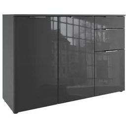 Kombikommode wimex "Level36 C by fresh to go" Sideboards Gr. B/H/T: 122cm x 84cm x 41cm, 2 St., grau (graphit/ glas grey) mit Glaselementen auf der Front, soft-close Funktion, 122cm breit