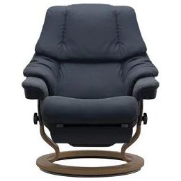 Relaxsessel stressless "Reno" Sessel Gr. Leder PALOMA, PowerTM Leg & Back-Classic Base Eiche-M, B/H/T: 79cm x 98cm x 78cm, blau (oxford blue paloma) elektrisch verstellbar, optional 2-motorisch, Größe M & L