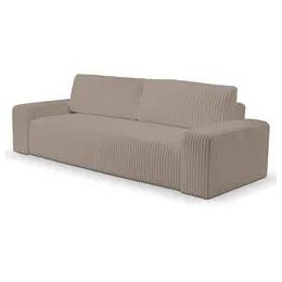 Schlafsofa WERK2 "Hugo" Sofas Gr. B/H/T: 257cm x 85cm x 102cm, Breitcord, Schlaffunktion und Bettkasten, grau (taupe) Design 2-Sitzer Sofa in Cord mit Schlaffunktion & Bettkasten