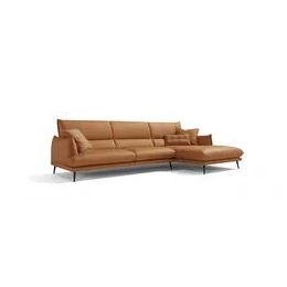 Ecksofa Egoitaliano "FUNNY, hochwertiges und aktuelles Design, bequeme Rückenlehne" Sofas Gr. B/H/T: 265cm x 90cm x 225cm, Leder, Recamiere rechts, bunt (brick) hochwertiger Sitzkomfort, L-Form