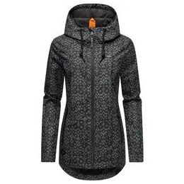 Outdoorjacke Ragwear "Zuzka Ikat" Gr. XL (42), schwarz, Damen, Außenmaterial: 100% Polyester, Innenfutter: 100% Polyester, Jacken, Wasserdichte Übergangsjacke mit großer Kapuze