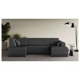 Wohnlandschaft Home Affaire "TAMMO" Sofas Gr. B/H/T: 296 cm x 80 cm x 162 cm, Struktur, Recamiere rechts, grau (anthrazit) U-Form