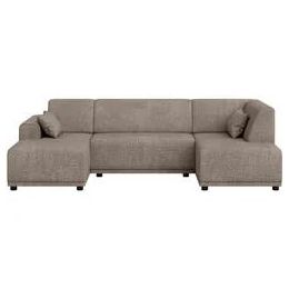 Wohnlandschaft Home Affaire "TAMMO" Sofas Gr. B/H/T: 296 cm x 80 cm x 162 cm, Boucle, Recamiere links, grau (taupe) U-Form