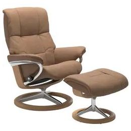 Relaxsessel stressless "Mayfair" Sessel Gr. Leder BATICK, Signature Base Eiche, Relaxfunktion-Drehfunktion-PlusTMSystem-Gleitsystem-BalanceAdaptTM, B/H/T: 92cm x 103cm x 79cm, braun (latte batick) mit Hocker, Signature Base, Größe S, M & L, Gestell Eiche