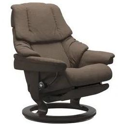 Relaxsessel stressless "Reno" Sessel Gr. ROHLEDER Stoff Q2 FARON, PowerTM Leg & Back-Classic Base Wenge, B/H/T: 79cm x 98cm x 78cm, braun (dark beige q2 faron) elektrisch verstellbar, optional 2-motorisch, Größe M & L