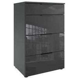 Schubkastenkommode wimex "Level36 black C by fresh to go" Sideboards Gr. B/H/T: 54cm x 84cm x 41cm, 4 St., grau (graphit/ glas grey) mit Glaselementen auf der Front, soft-close Funktion, 54cm breit