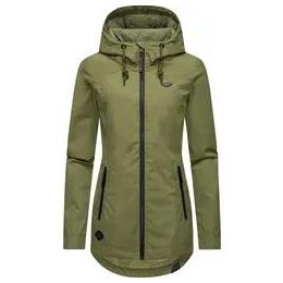 Outdoorjacke Ragwear "Zuzka" Gr. L (40), grün (grüngelb) Damen Jacken stylische Übergangsjacke mit großer Kapuze