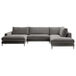 Wohnlandschaft Inosign "Downtown XXL B/T/H: 341/223/84 cm Loungemöbel zum Relaxen" Sofas Gr. B/H/T: 341cm x 84cm x 223cm, Cord, Recamiere links, grau (dunkelgrau) weicher Sitzkomfort, Cord-Bezug, Sitzkomfort U-Form