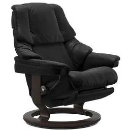 Relaxsessel stressless "Reno" Sessel Gr. Leder BATICK, PowerTM Leg & Back-Classic Base Wenge-M, B/H/T: 79cm x 98cm x 78cm, schwarz (black batick) elektrisch verstellbar, optional 2-motorisch, Größe M & L