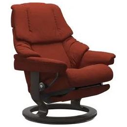 Relaxsessel stressless "Reno" Sessel Gr. ROHLEDER Stoff Q2 FARON, PowerTM Leg & Back-Classic Base Wenge, B/H/T: 88cm x 98cm x 77cm, rot (rust q2 faron) elektrisch verstellbar, optional 2-motorisch, Größe M & L