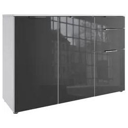 Kombikommode wimex "Level36 C by fresh to go" Sideboards Gr. B/H/T: 122cm x 84cm x 41cm, 2 St., weiß (weiß/ glas grey) mit Glaselementen auf der Front, soft-close Funktion, 122cm breit