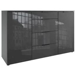 Kombikommode wimex "Level36 black C by fresh to go" Sideboards Gr. B/H/T: 135cm x 84cm x 41cm, 4 St., grau (graphit/ glas grey) mit Glaselementen auf der Front, soft-close Funktion, 135cm breit