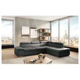 Sit & More Ecksofa SIT & MORE "Valantine L-Form" Sofas Gr. B/H/T: 272cm x 73cm x 226cm, NaturLEDER-Stoff, Ottomane rechts, mit Bettfunktion, grau (anthrazit) inkl. Kopf- und Armteilverstellung, wahlweise mit Bettfunktion