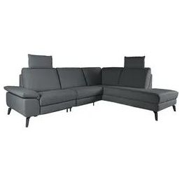 Ecksofa Alina Sofas Gr. B/H/T: 243cm x 118cm x 210cm, Struktur GBA, Ottomane rechts, mit Relaxfunktion, grau (blaugrau gba 29) inkl. Kopfstützen, wahlweise mit Relaxfunktion, Breite: 243 cm