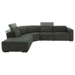 Ecksofa Egoitaliano "Sauvanne" Sofas Gr. B/H/T: 300cm x 100cm x 274cm, Luxus-Microfaser Lederoptik, Ottomane links, Ohne elektrische Relaxfunktion, grau (smoke) wahlweise mit elektrischer Relaxfunktion, Kopfteilverstellung