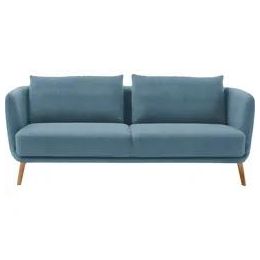 Schöner Wohnen 3-Sitzer SCHÖNER WOHNEN-KOLLEKTION "Pearl - 5 Jahre Hersteller-Garantie, auch in Bouclé" Sofas Gr. B/H/T: 210 cm x 71 cm x 91 cm, Velours, blau (blaugrau) Maße (BHT): 2107191 cm, Füße Massivholz