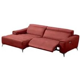 Ecksofa Egoitaliano "Suzette, Designsofa mit hohem Sitzkomfort" Sofas Gr. B/H/T: 266cm x 95cm x 163cm, Luxus-Microfaser Lederoptik, Recamiere links, mit Relaxfunktion, rot (marsala) mit Recamiere, inkl. 1 elektronischen Relaxfunktion, L-Form