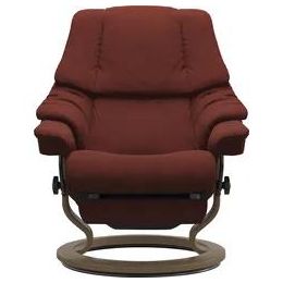 Relaxsessel stressless "Reno" Sessel Gr. Microfaser DINAMICA, PowerTM Leg & Back-Classic Base Eiche-L, B/H/T: 88cm x 98cm x 77cm, rot (red dinamica) elektrisch verstellbar, optional 2-motorisch, Größe M & L