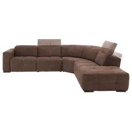 Ecksofa Egoitaliano "Sauvanne" Sofas Gr. B/H/T: 300 cm x 100 cm x 274 cm, Luxus-Microfaser Lederoptik, Ottomane rechts, Ohne elektrische Relaxfunktion, braun (mud) wahlweise mit elektrischer Relaxfunktion, Kopfteilverstellung