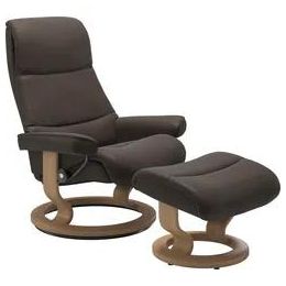 Relaxsessel stressless "View" Sessel Gr. Leder BATICK, Cross Base Eiche, Relaxfunktion-Drehfunktion-PlusTMSystem-Gleitsystem, B/H/T: 78cm x 105cm x 78cm, braun (braun batick) mit Classic Base, Größe S,Gestell Eiche