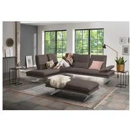 Ecksofa W.Schillig "broadway, Designsofa, mit tollem Sitzkomfort, L-Form", braun (tobacco s22), B:284cm H:94cm T:224cm, Flachgewebe S22 (100% Polyester), Sofas, Sitztiefenverstellung, Kopfteil- & Seitenteilverstellung, Breite 284cm