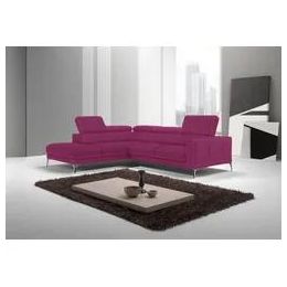 Ecksofa Egoitaliano "Claudie, Designsofa mit extrakomfortablem Sitzkomfort" Sofas Gr. B/H/T: 268cm x 97cm x 226cm, Luxus-Microfaser BLUSH, Recamiere links, mit Kopfteilverstellung, pink (fuchsia) Inkl. Kopfteilverstellung, L-Form