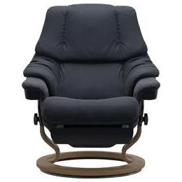 Relaxsessel stressless "Reno" Sessel Gr. Leder PALOMA, PowerTM Leg & Back-Classic Base Eiche-M, B/H/T: 79cm x 98cm x 78cm, blau (shadow blue paloma) elektrisch verstellbar, optional 2-motorisch, Größe M & L