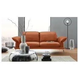 2,5-Sitzer W.Schillig "sherry" Sofas Gr. B/H/T: 214 cm x 81 cm x 114 cm, Longlife Xtra-Leder Z69, mit Kopfteilverstellung-mit Armlehnenverstellung, braun (cognac z69) Kopfstützenverstellung, Metallfüße in Chrom glänzend, Breite 214 cm