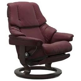 Relaxsessel stressless "Reno" Sessel Gr. Leder BATICK, PowerTM Leg & Back-Classic Base Wenge-L, B/H/T: 88cm x 98cm x 77cm, rot (bordeaux batick) elektrisch verstellbar, optional 2-motorisch, Größe M & L