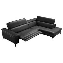 Ecksofa Egoitaliano "Martine" Sofas Gr. B/H/T: 272cm x 96cm x 203cm, Leder BULL, Ottomane rechts, mit elektrischer Relaxfunktion-mit manueller Kopfteilverstellung, schwarz mit Ottomane, elektrischer Relaxfunktion und Kopfteilverstellung