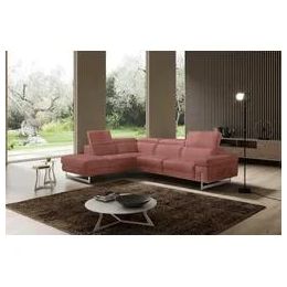 Ecksofa Egoitaliano "Candice" Sofas Gr. B/H/T: 278cm x 100cm x 221cm, Luxus-Microfaser BLUSH, Ottomane links, mit Relaxfunktion, braun (cedar wood) inkl. 2 elektrischer Relaxfunktionen, Bedienung über Taste an Armlehne