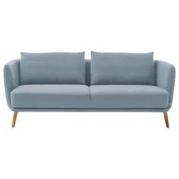 Schöner Wohnen 3-Sitzer SCHÖNER WOHNEN-KOLLEKTION "Pearl - 5 Jahre Hersteller-Garantie, auch in Bouclé" Sofas Gr. B/H/T: 210 cm x 71 cm x 91 cm, Flachgewebe, blau (hellblau) Maße (BHT): 2107191 cm, Füße Massivholz