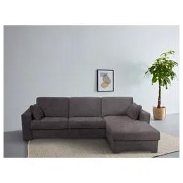 Ecksofa Home Affaire "Roma "M" Matratzenhöhe 14 cm, Dauerschlaffunktion, mit Unterfederung", schwarz, B:280cm H:85cm T:173cm, 100% Polyester, Sofas, Liegemaße ca 143x198 cm, L-Form