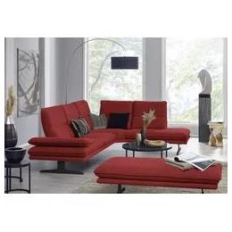 Ecksofa W.Schillig "broadway" Sofas Gr. B/H/T: 284cm x 94cm x 224cm, Stoff S37, Ottomane rechts, mit Sitztiefenverstellung-mit Kopfteilverstellung-mit Seitenteilverstellung, rot (marsala s37) Sitztiefenverstellung, Kopfteil- & Seitenteilverstellung, Breite 284cm