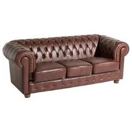 Chesterfield-Sofa Max Winzer "Bristol" Sofas Gr. B/H/T: 200 cm x 76 cm x 98 cm, Leder 93420, braun mit edler Knopfheftung, Breite 200 cm