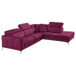 Ecksofa Egoitaliano "Matt, hoher Sitzkomfort und aufwendige Detailverarbeitung, L-Form" Sofas Gr. B/H/T: 285cm x 100cm x 221cm, Luxus-Microfaser BLUSH, Ottomane rechts, pink (fuchsia) mit Ottomane, inkl. verstellbarer Kopfteile zum Relaxen