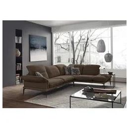 Ecksofa W.Schillig "sherry, Designsofa mit tollem Sitzkomfort, elegant und zeitlos, L-Form", braun (chocolate w82), B:302cm H:81cm T:230cm, Longlife Xtra-Leder Z69: Das feinnarbige, gedeckte Softleder Z69 besticht durch seine außergewöhnliche Weichheit im trendigen u00bbVintage-Looku00ab, Hautstärke 0, 9 - 1, 1 mm, Schlingenpolgewebe W82 (74% Polyacryl, 26% Polyester), Chenillegewebe V34 (52% Poly