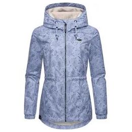 Outdoorjacke Ragwear "Dankka Spring" Gr. S (36), blau Damen Jacken stylische Übergangsjacke mit floralem Allover-Print