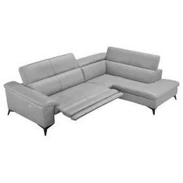 Ecksofa Egoitaliano "Martine" Sofas Gr. B/H/T: 272cm x 96cm x 203cm, Leder BULL, Ottomane rechts, mit elektrischer Relaxfunktion-mit manueller Kopfteilverstellung, grau (stone) mit Ottomane, elektrischer Relaxfunktion und Kopfteilverstellung