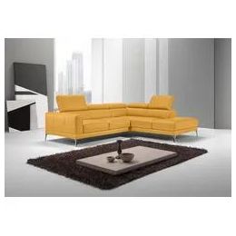 Ecksofa Egoitaliano "Claudie, Designsofa mit extrakomfortablem Sitzkomfort" Sofas Gr. B/H/T: 268cm x 97cm x 226cm, Leder BULL, Recamiere links, mit Kopfteilverstellung, gelb Inkl. Kopfteilverstellung, L-Form