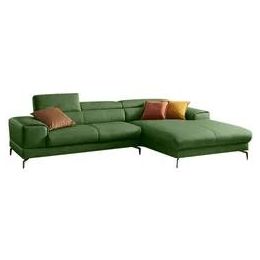 Ecksofa W.Schillig "piedroo" Sofas Gr. B/H/T: 303cm x 70cm x 193cm, Longlife Xtra-Leder Z69, Longchair rechts, mit Kopfteilverstellung-ohne Sitztiefenverstellung, grün (green z69) Ecksofa Kopfteilverstellung, wahlweise mit Sitztiefenverstellung, Breite 303cm