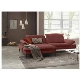 Ecksofa W.Schillig "enjoy&MORE" Sofas Gr. B/H/T: 294cm x 87cm x 185cm, Chenille-Flachgewebe R66, Recamiere links, mit Kopfteilverstellung-mit Armlehnenverstellung-mit Sitztiefenverstellung, rot (rot r66) Sitztiefenverstellung, Füße schwarz pulverbeschichtet, Breite 294 cm