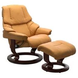 Relaxsessel stressless "Reno" Sessel Gr. Material Bezug, Material Gestell, Ausführung / Funktion, Maße B/H/T, gelb (honey) mit Classic Base, Größe S, M & L, Gestell Braun