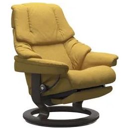 Relaxsessel stressless "Reno" Sessel Gr. ROHLEDER Stoff Q2 FARON, PowerTM Leg & Back-Classic Base Wenge, B/H/T: 88cm x 98cm x 77cm, gelb (yellow q2 faron) elektrisch verstellbar, optional 2-motorisch, Größe M & L