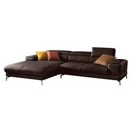 Ecksofa W.Schillig "piedroo" Sofas Gr. B/H/T: 303 cm x 70 cm x 193 cm, Longlife Xtra-Leder Z69, Longchair links, mit Kopfteilverstellung-ohne Sitztiefenverstellung, braun (mocca z69) Ecksofa Kopfteilverstellung, wahlweise mit Sitztiefenverstellung, Breite 303cm