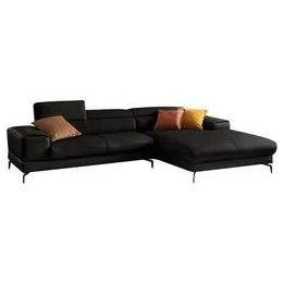 Ecksofa W.Schillig "piedroo" Sofas Gr. B/H/T: 303cm x 70cm x 193cm, Longlife Xtra-Leder Z59, Longchair rechts, mit Kopfteilverstellung-ohne Sitztiefenverstellung, schwarz (schwarz z59) Ecksofa Kopfteilverstellung, wahlweise mit Sitztiefenverstellung, Breite 303cm