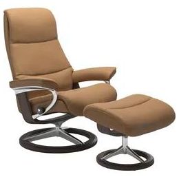 Relaxsessel stressless "View" Sessel Gr. Leder PALOMA, Cross Base Wenge, Relaxfunktion-Drehfunktion-PlusTMSystem-Gleitsystem-BalanceAdaptTM, B/H/T: 78cm x 108cm x 78cm, braun (taupe paloma) mit Signature Base, Größe S,Gestell Wenge